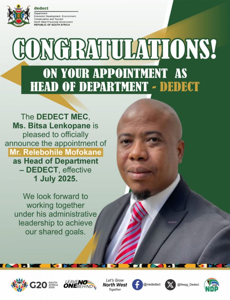 MEC Congratulates Mr. Relebohile Mofokane on Head of Department ...
